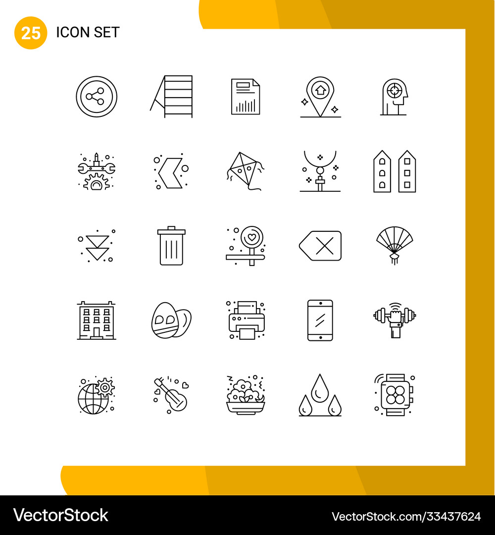 25 thematic lines and editable symbols focus Vector Image