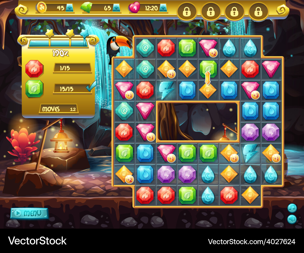 Example user interface and playing Royalty Free Vector Image