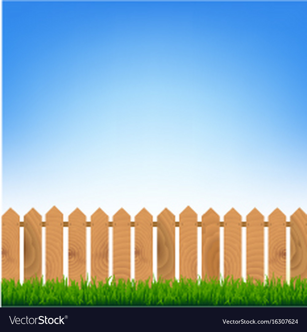 Fence With Green Grass And Blue Sky Royalty Free Vector