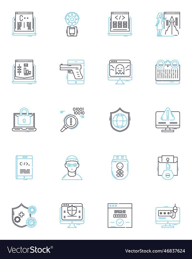 Information age linear icons set connectivity Vector Image Information age linear icons set connectivity Vector Image