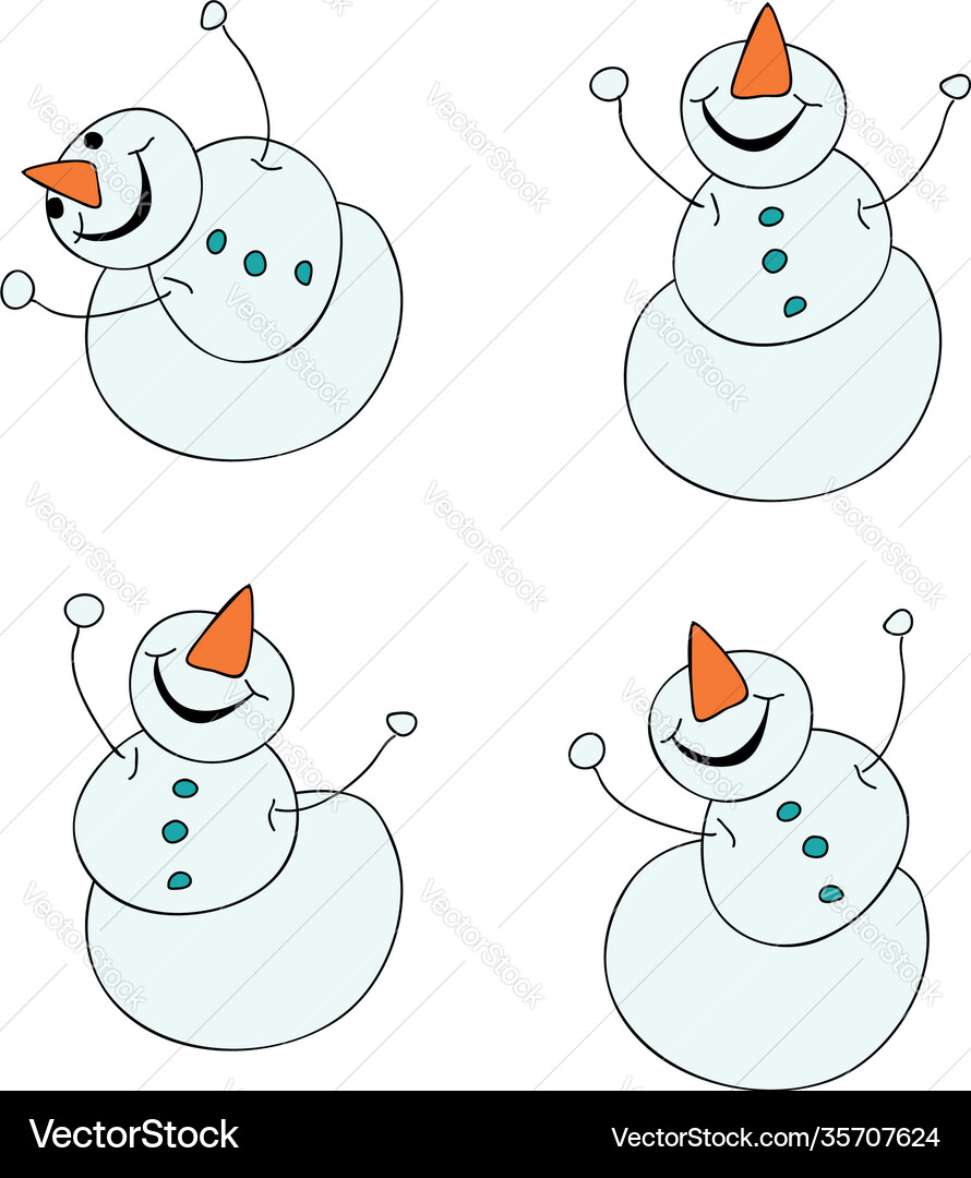 Set joyful winter snowman icons Royalty Free Vector Image