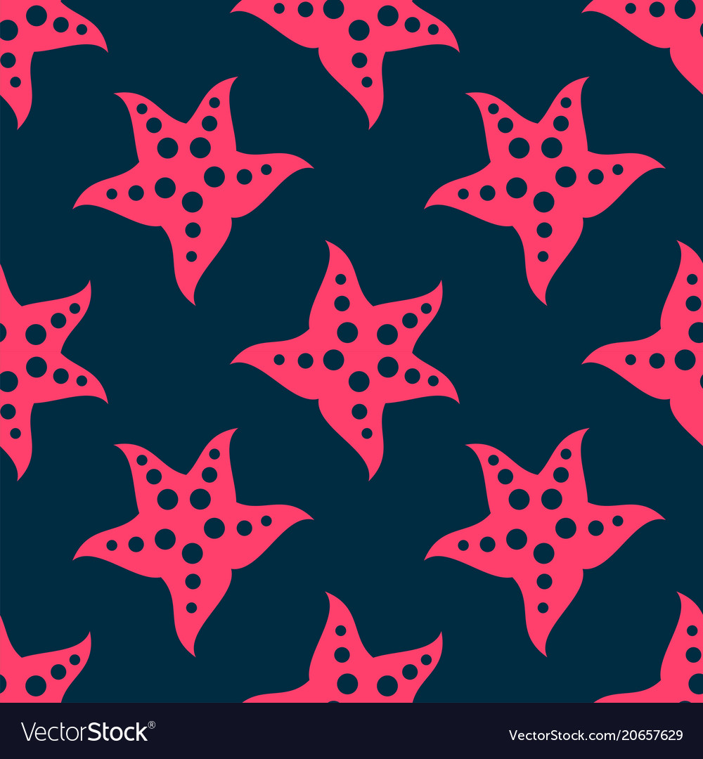 Big pink sea starfish inside summer seamless Vector Image