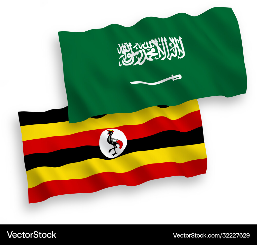 Flags saudi arabia and uganda on a white Vector Image