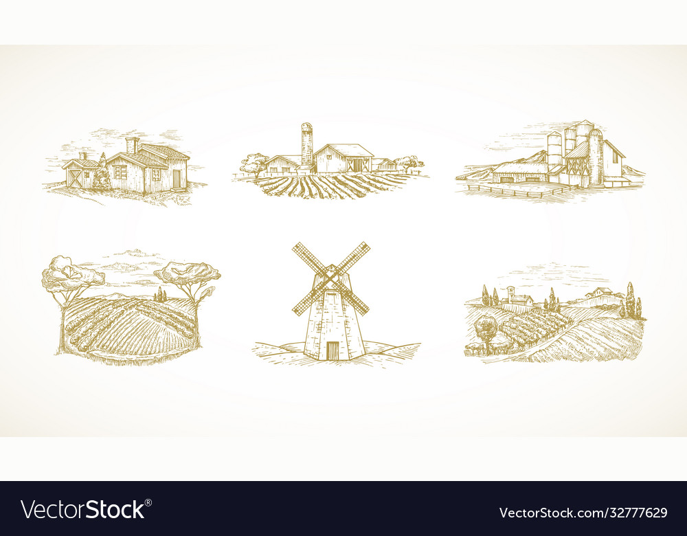 Hand drawn landscapes Royalty Free Vector Image