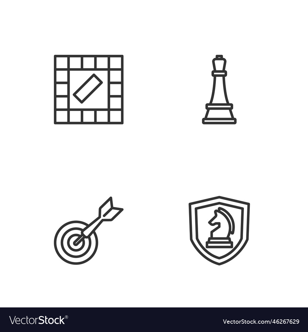 Set Line Chess Classic Dart Board And Arrow Vector Image