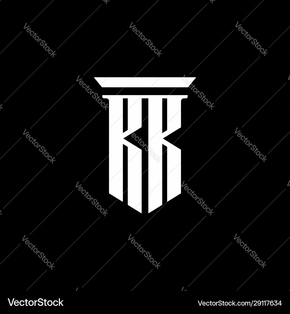 Kk monogram logo with emblem style isolated Vector Image