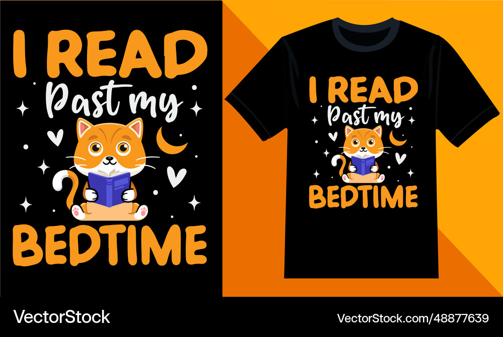 I read past my bedtime cat books Royalty Free Vector Image