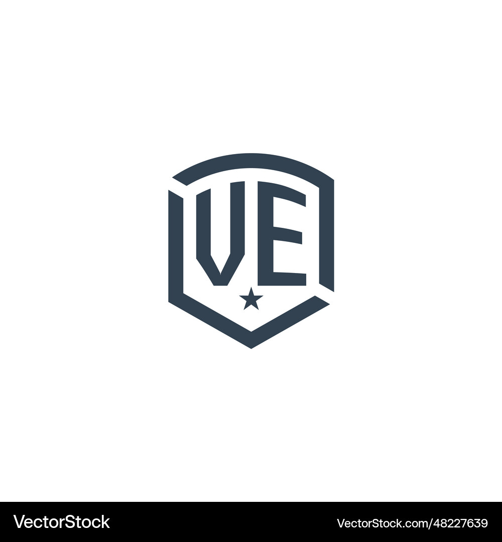 Monogram ve star shield logo design inspiration Vector Image