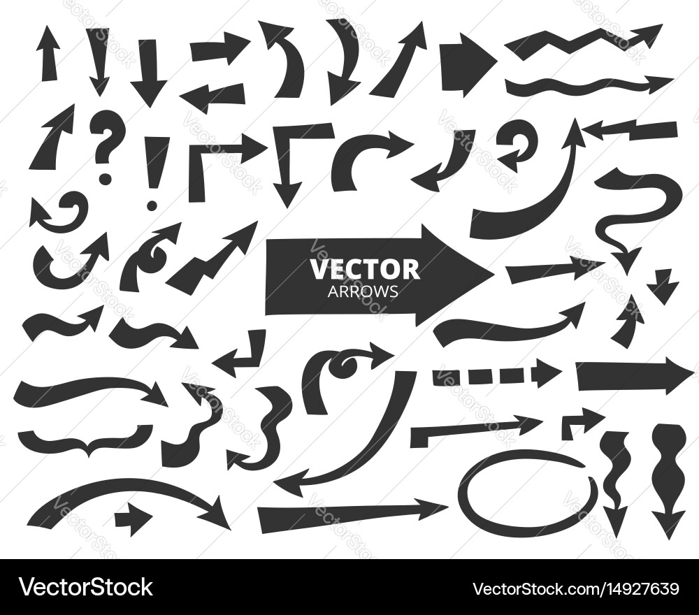 Set of cartoon arrows hand drawn design elements Vector Image