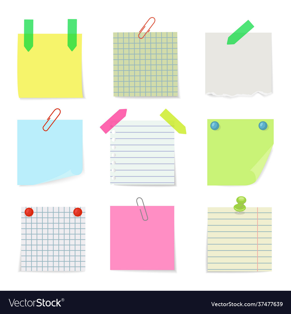 Set various note papers Royalty Free Vector Image