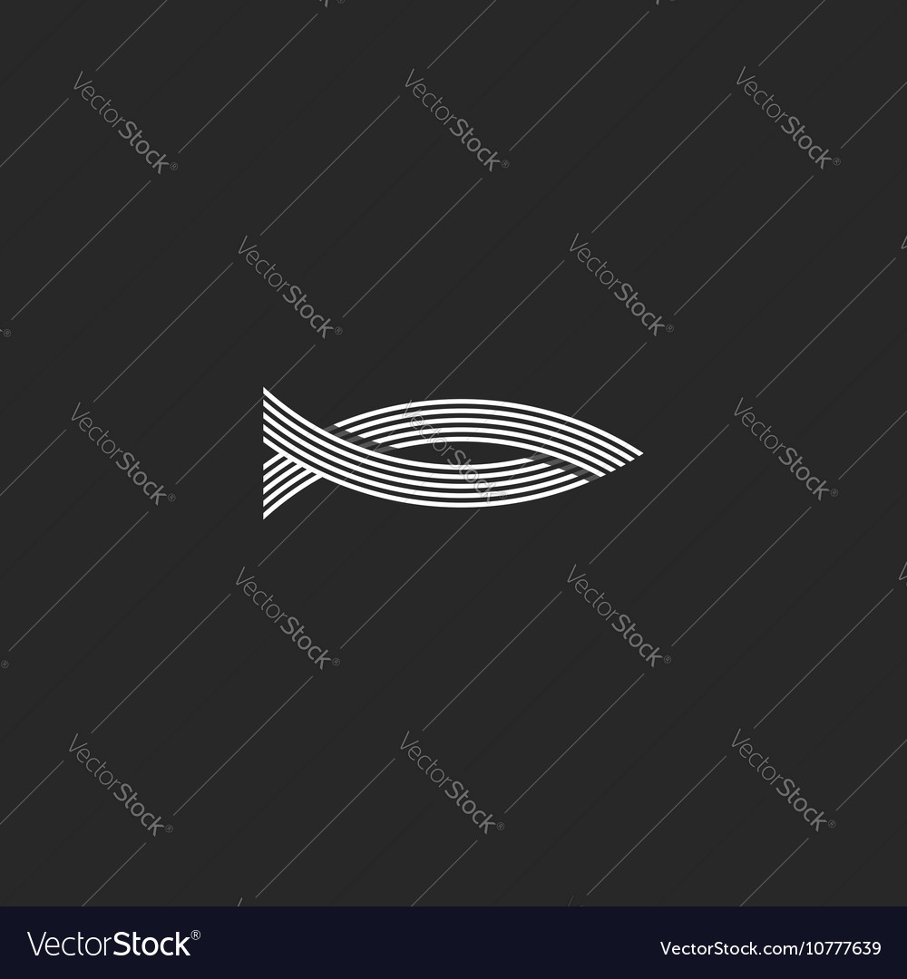 Shape fish logo monogram parallel interweaving Vector Image