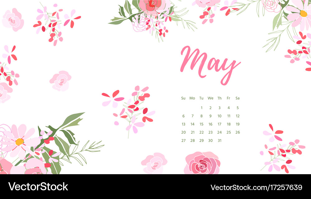 Vintage floral calendar 2018 Royalty Free Vector Image