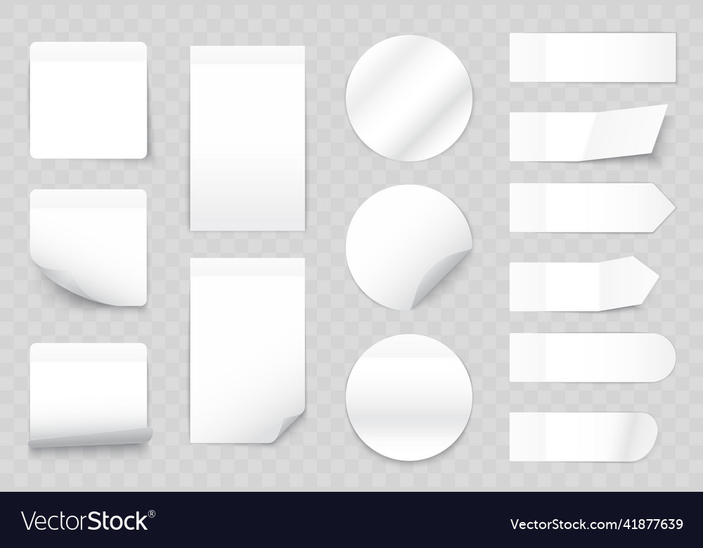 White Paper Sticker Set 3d Realistic Adhesive Vector Image