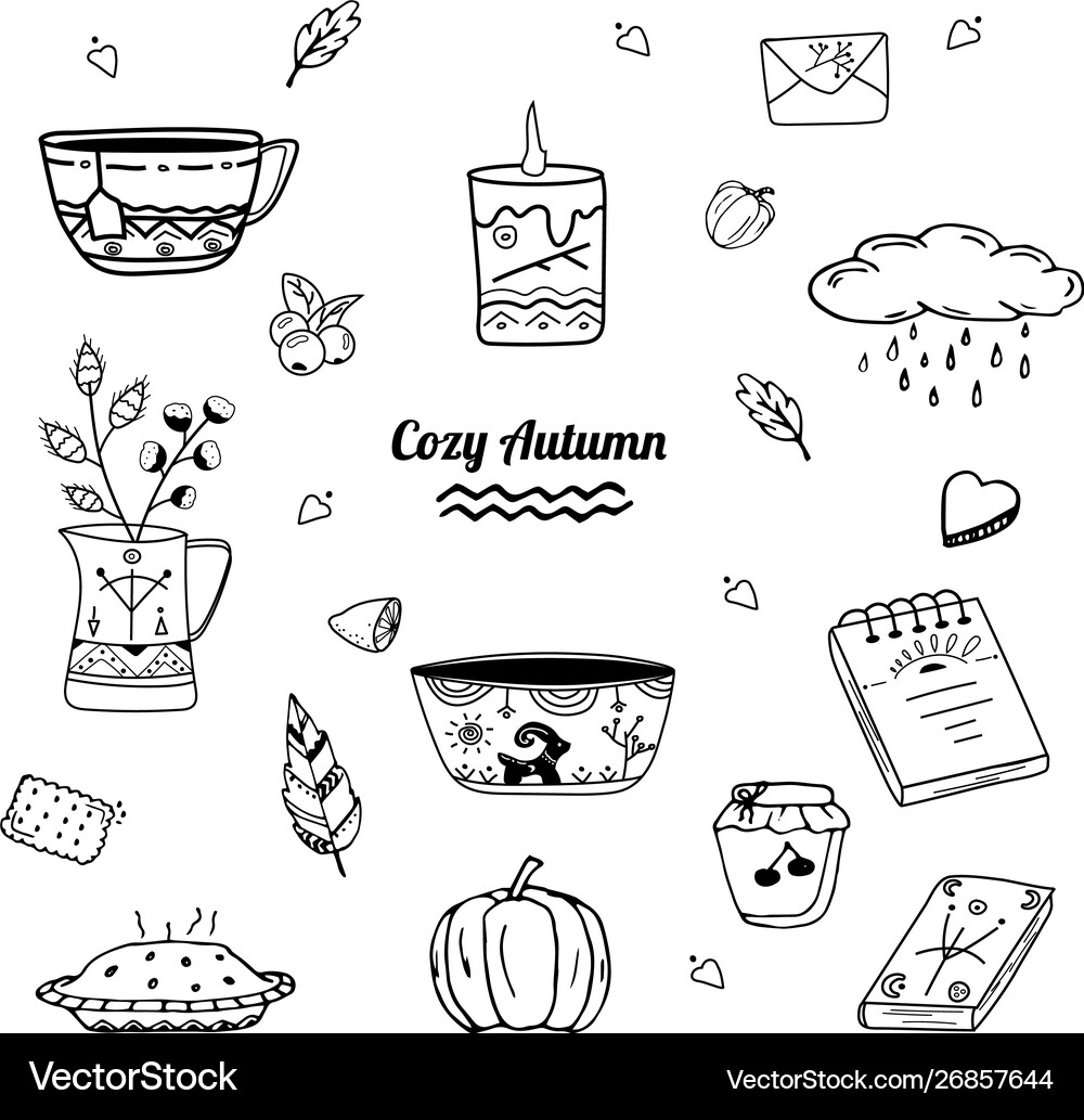 Cozy autumn collection Royalty Free Vector Image