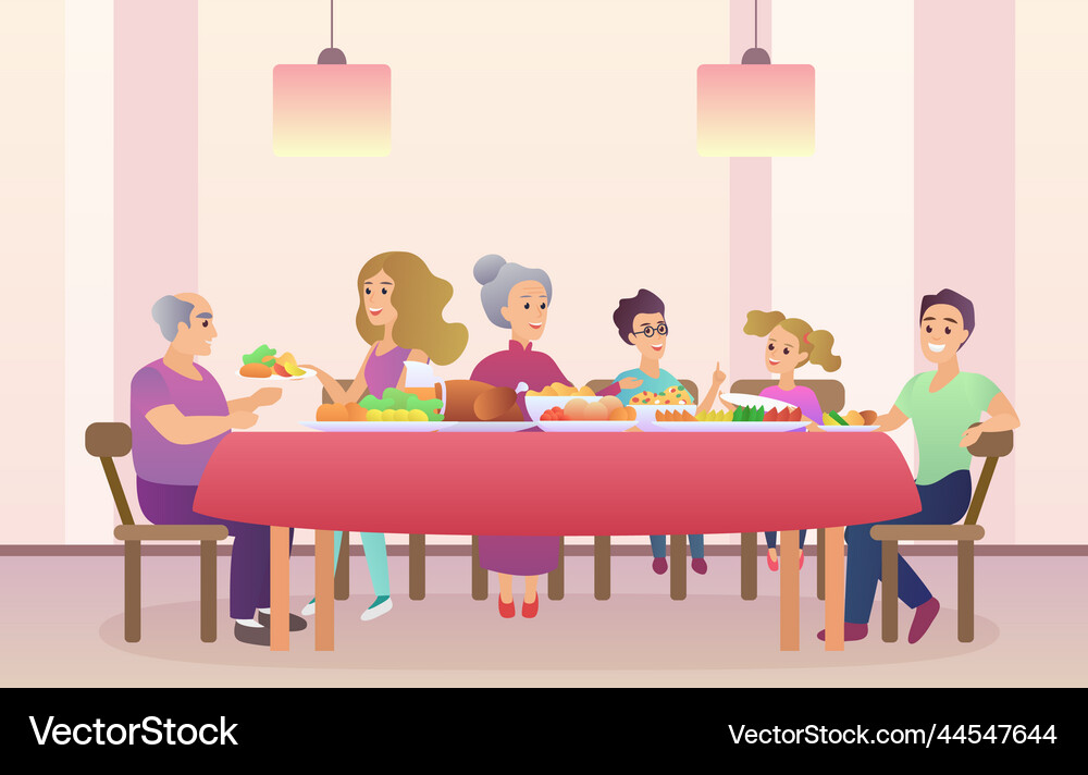 Family Thanksgiving Dinner Royalty Free Vector Image