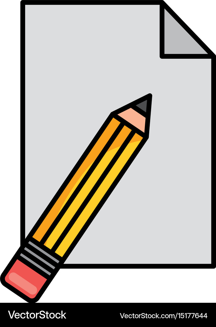 Pencil school with paper isolated icon Royalty Free Vector