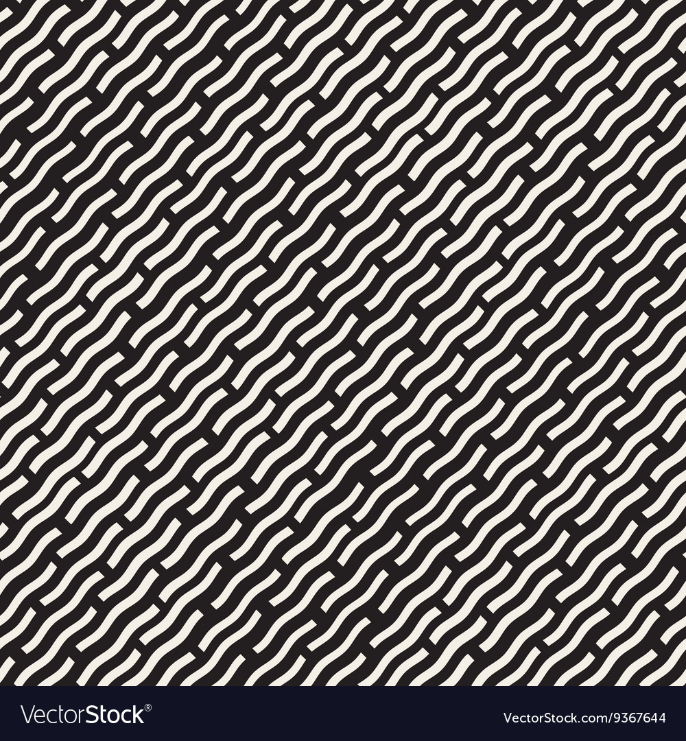 Seamless Hand Drawn Daigonal Wavy Lines Royalty Free Vector