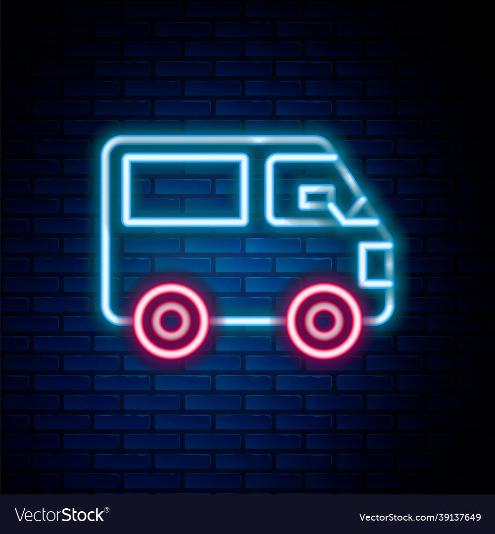 Glowing neon line delivery cargo truck vehicle Vector Image