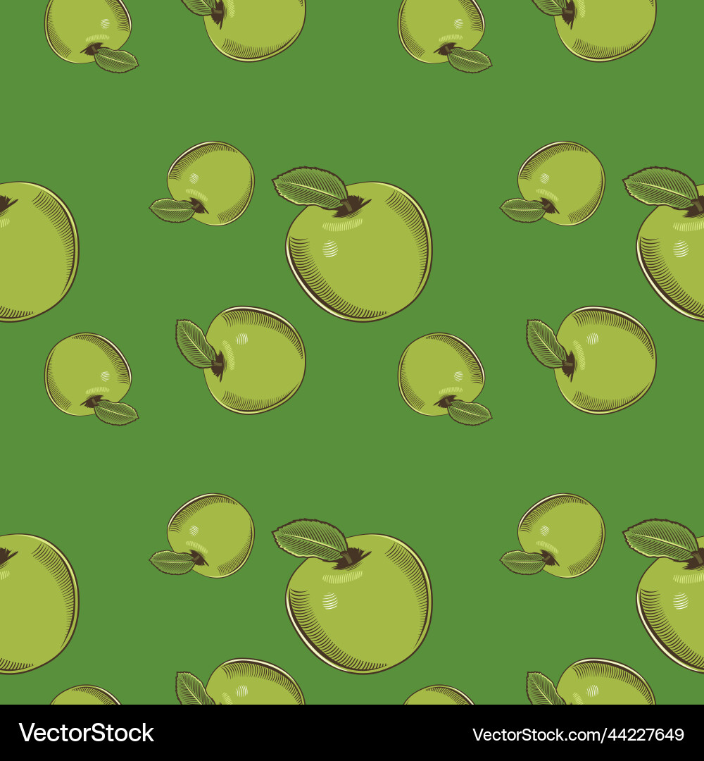 Green seamless pattern with apples Royalty Free Vector Image