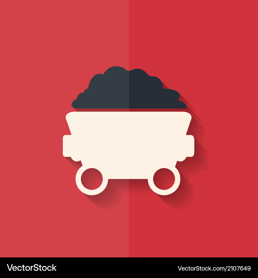 Mining coal cart icon Flat design Royalty Free Vector Image