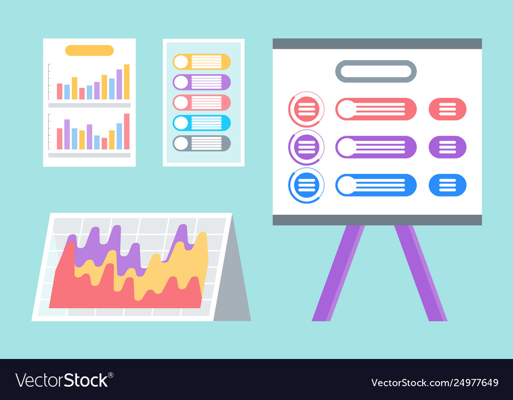 Whiteboard with information visualized data set Vector Image