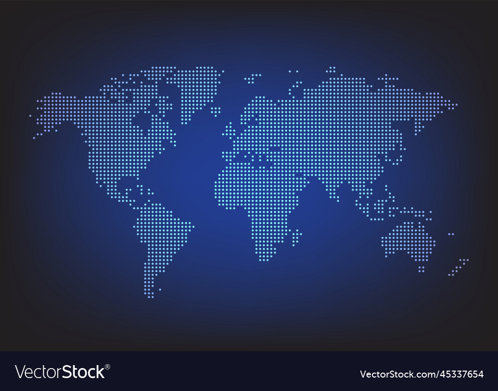 Pixel world map technology background Royalty Free Vector