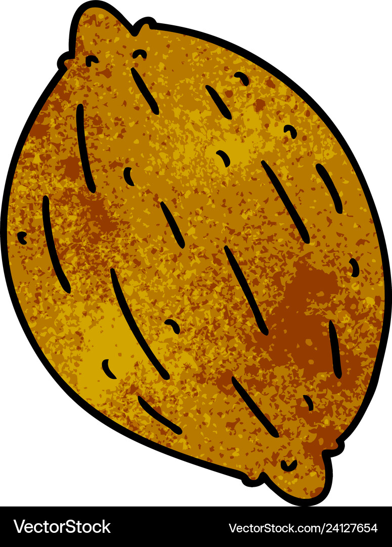 Textured cartoon of a single walnut Royalty Free Vector