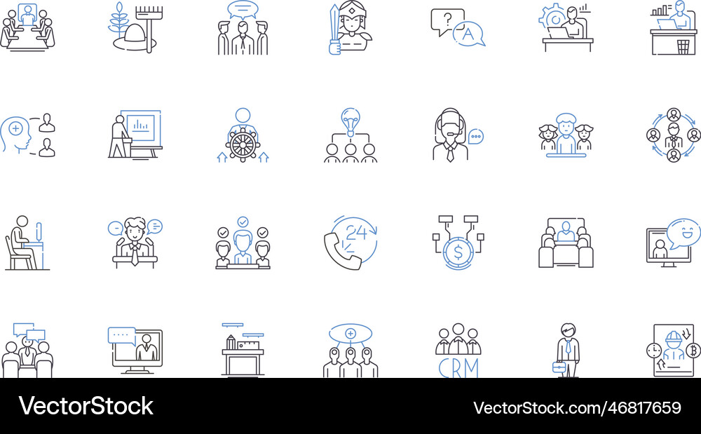 Duty service line icons collection responsibility Vector Image