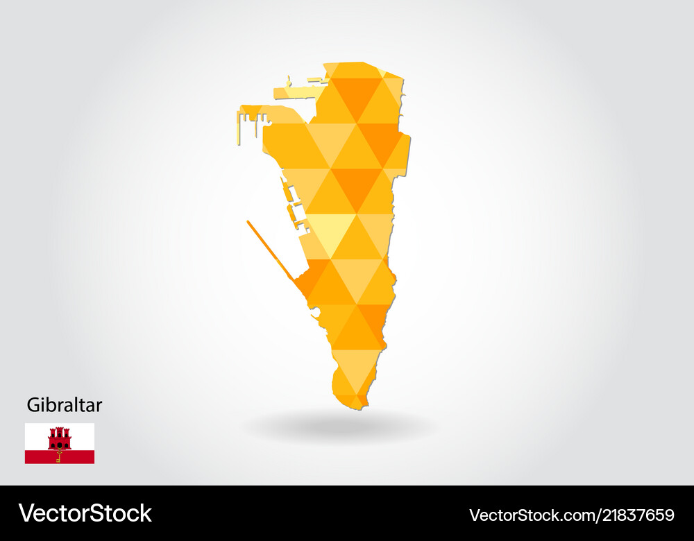 Geometric polygonal style map of gibraltar low Vector Image