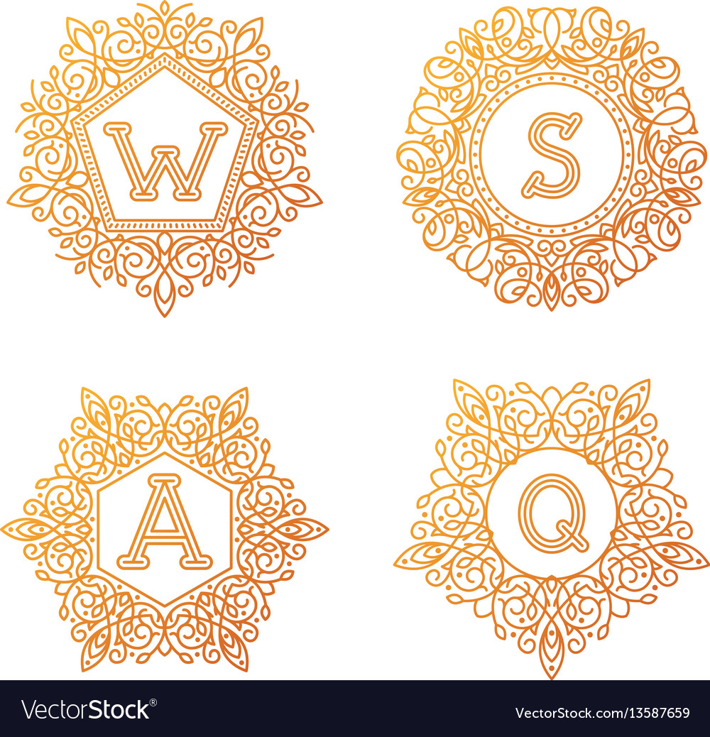 Monogram bage logo text letter Royalty Free Vector Image