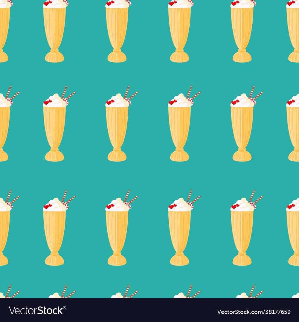 Seamless pattern milkshake Royalty Free Vector Image