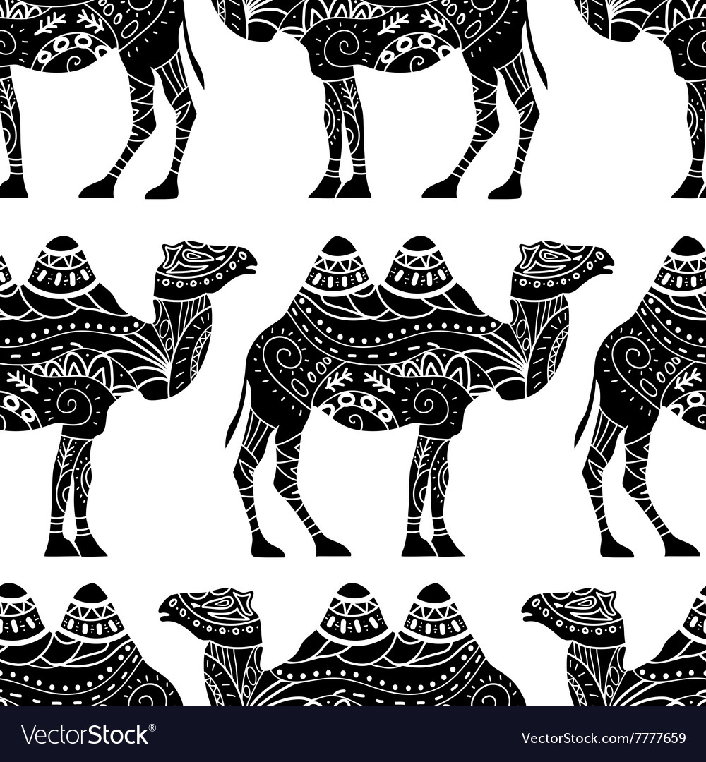 Seamless pattern with camel silhouette Royalty Free Vector