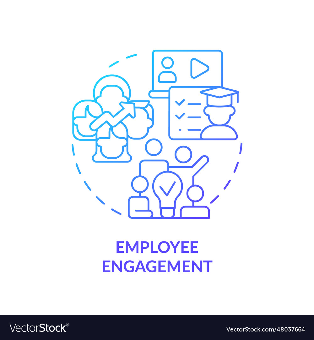 2d gradient employee engagement line icon concept Vector Image