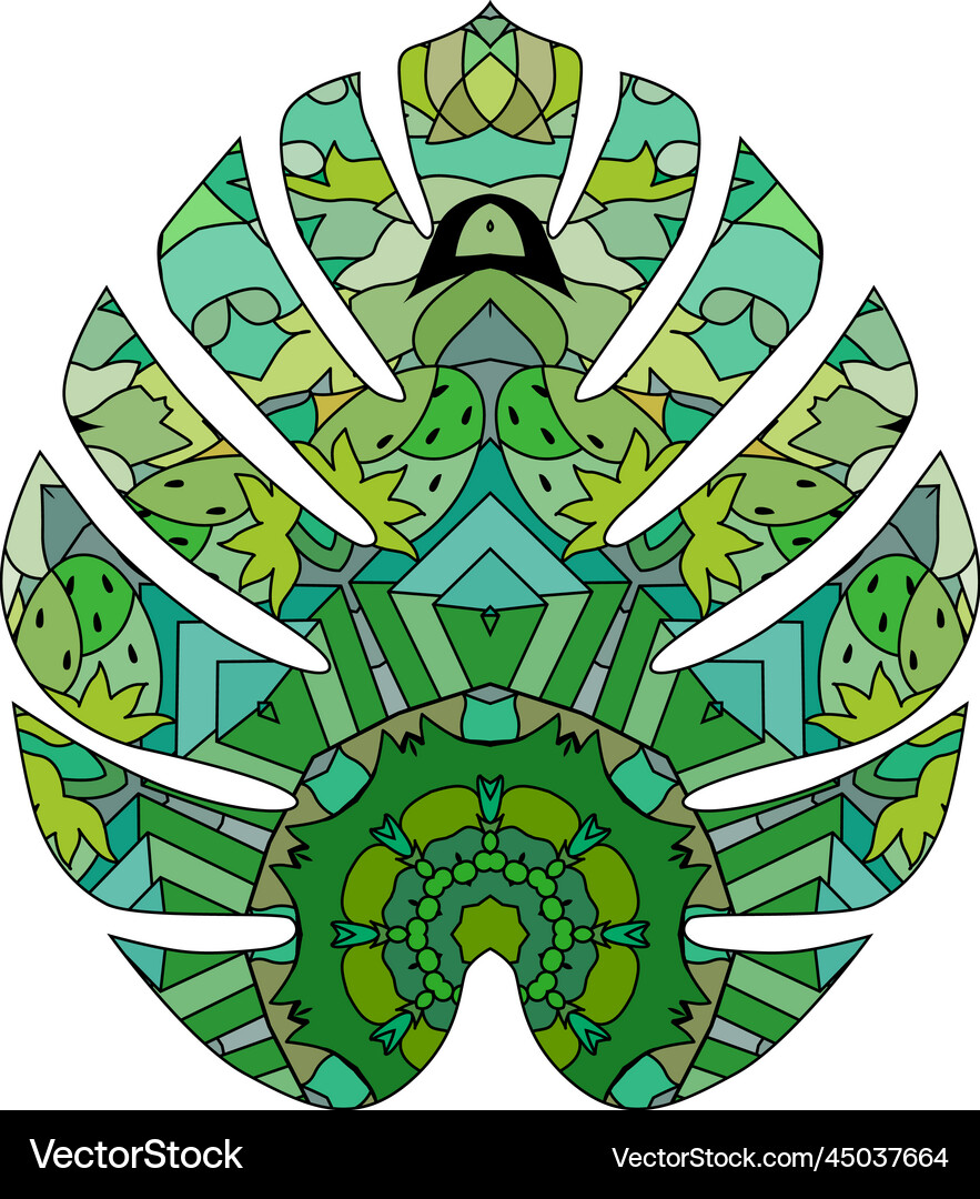 Monstera leaf retro entangle stylized Royalty Free Vector
