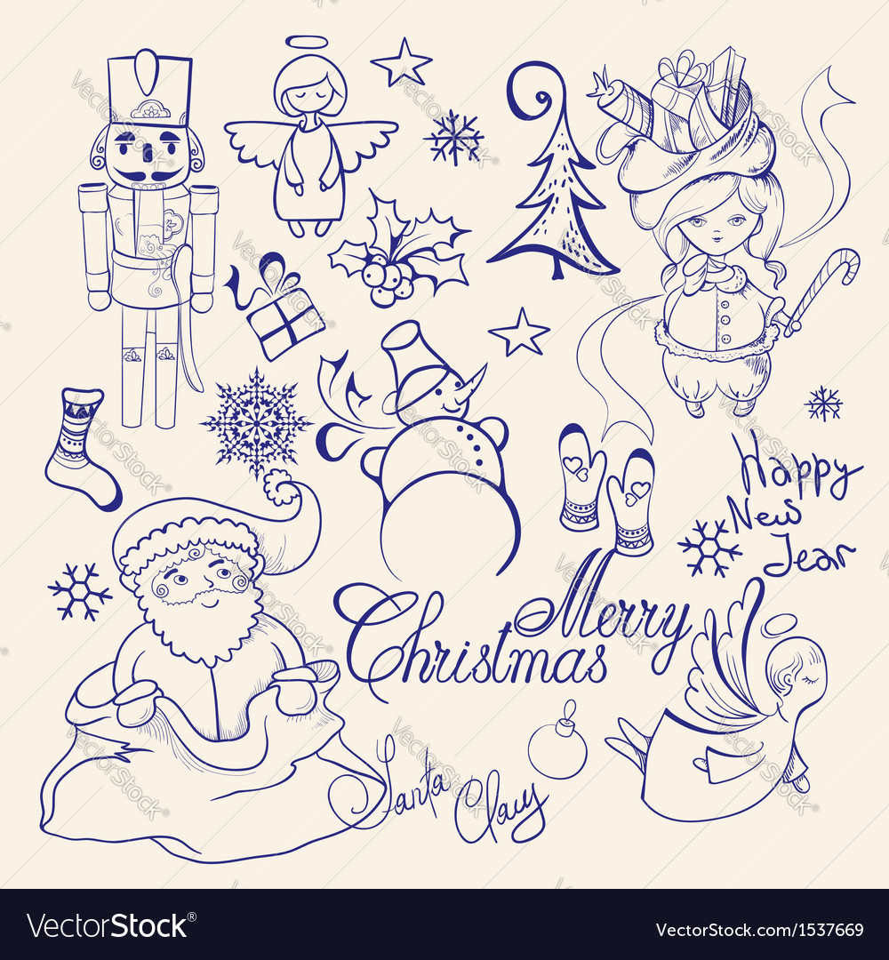 Christmas decorative collection merry Royalty Free Vector