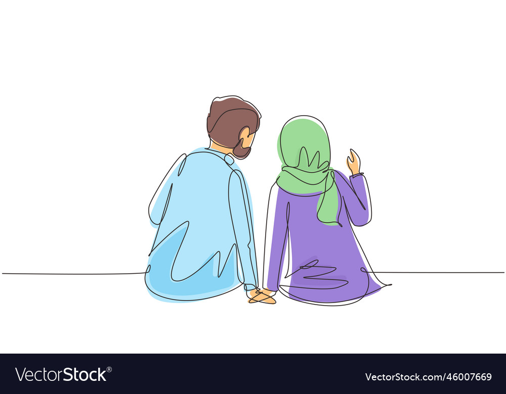 Continuous one line drawing back view people Vector Image Continuous one line drawing back view people Vector Image