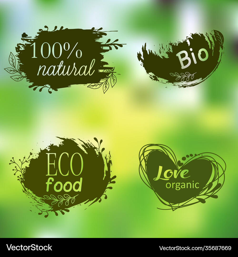 Set logos icons design elements natural food Vector Image