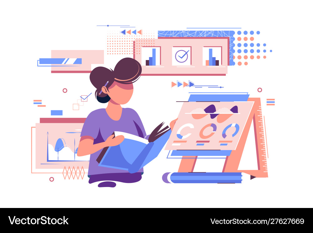 Statistician working with documents Royalty Free Vector