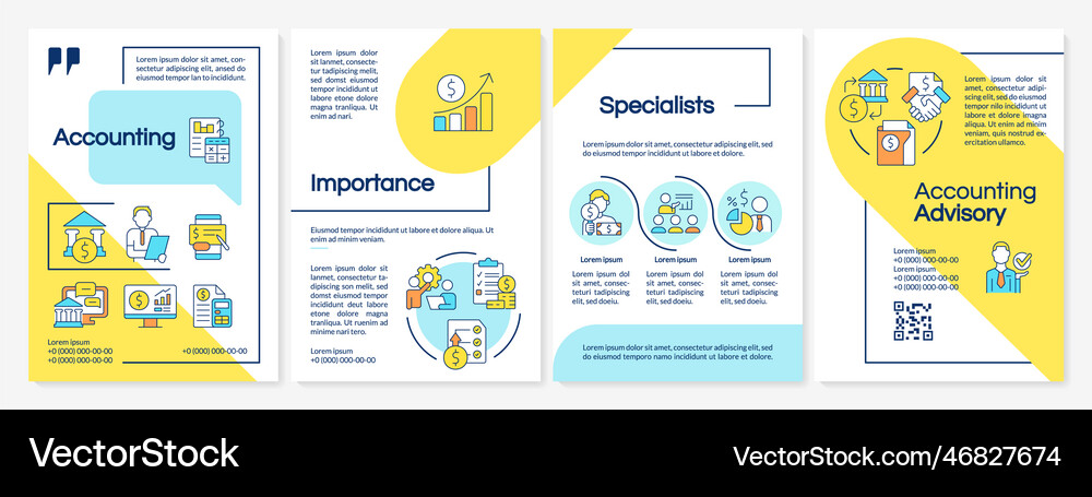 Accounting blue and yellow brochure template Vector Image