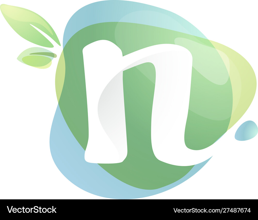 N letter logo with negative space at green Vector Image