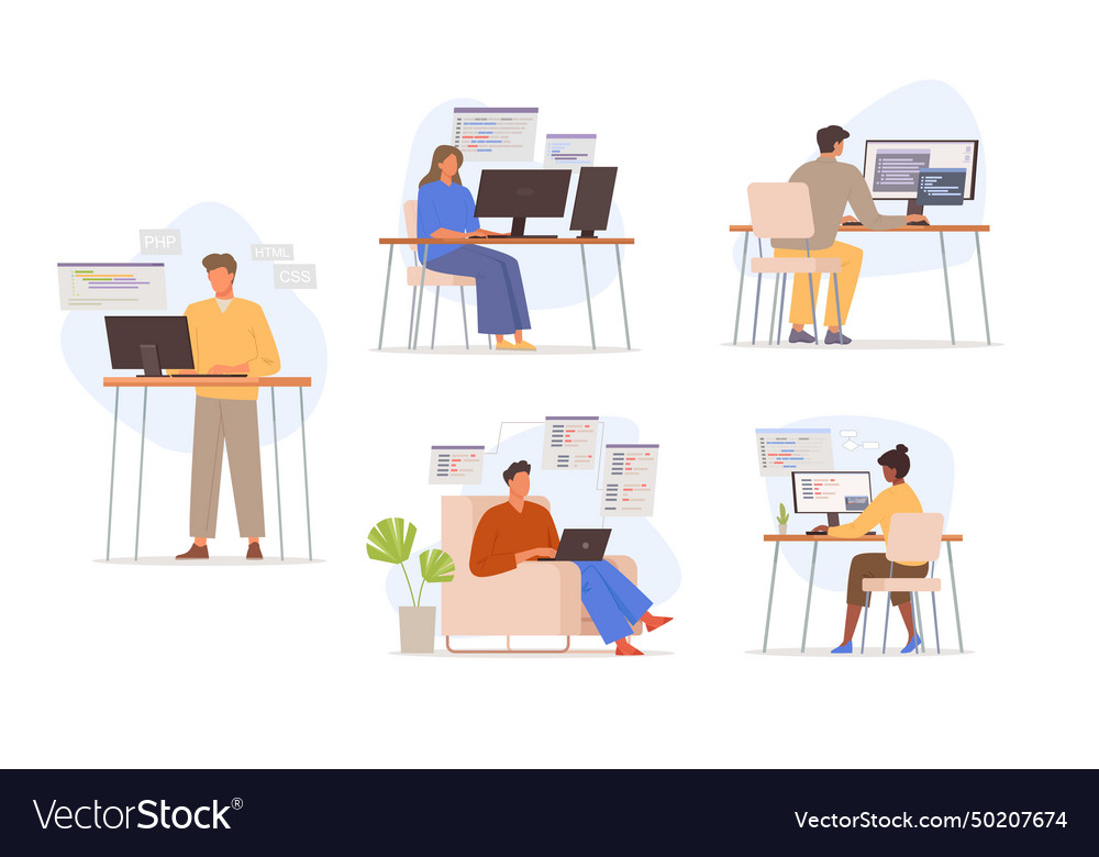 People it programmers software development Vector Image