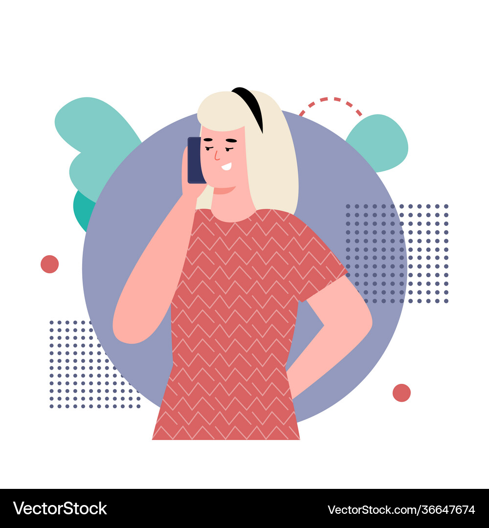 Young woman speaking on mobile phone a flat Vector Image