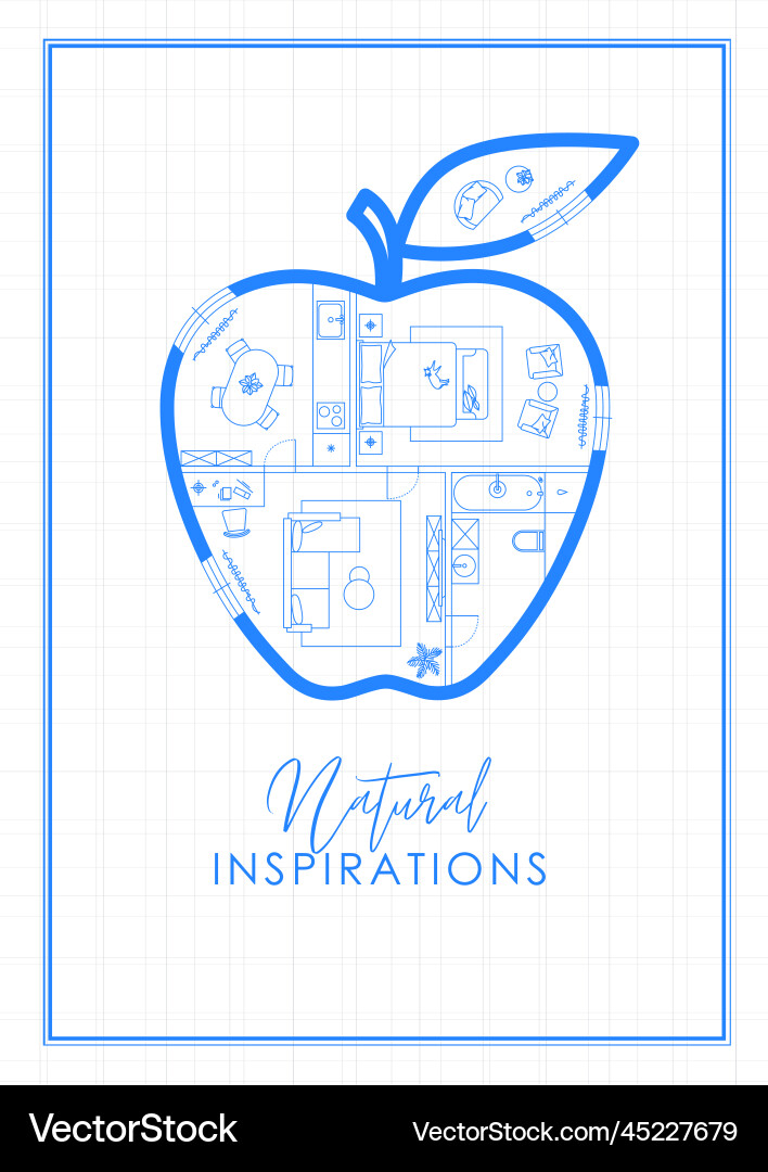 Apple construction drawing Royalty Free Vector Image