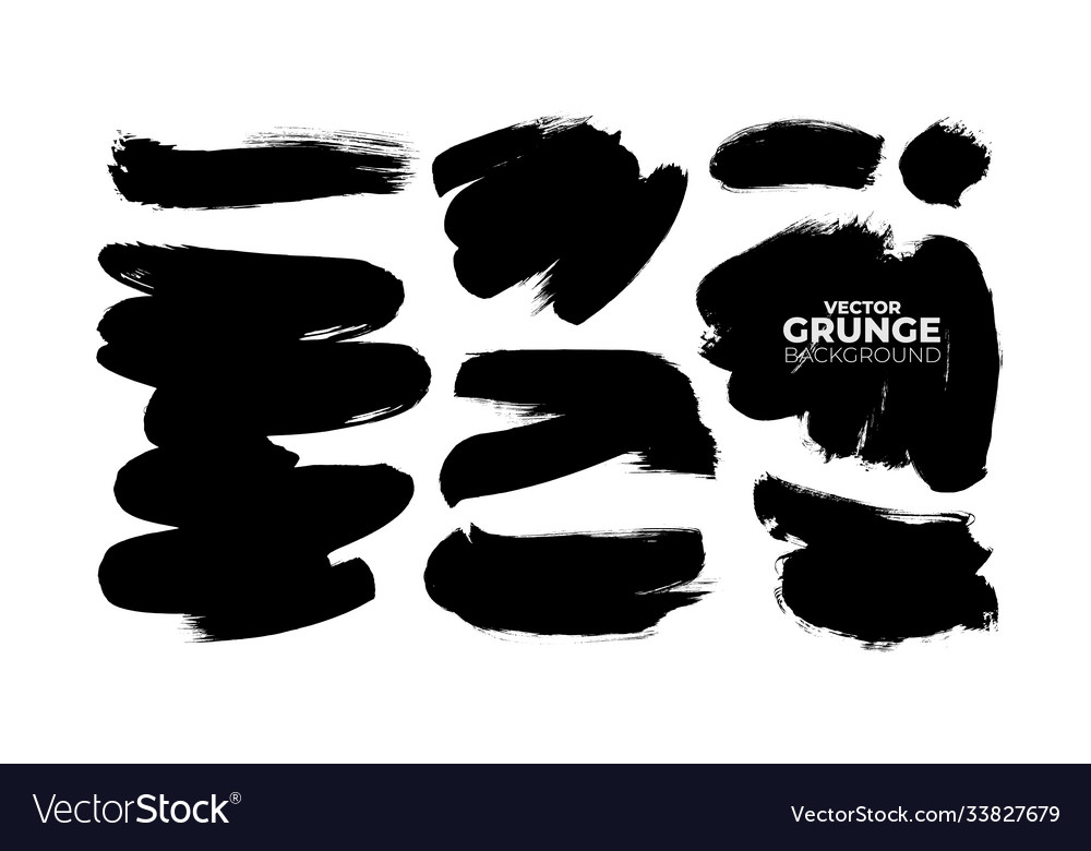 Black paint ink brush strokes collection Vector Image