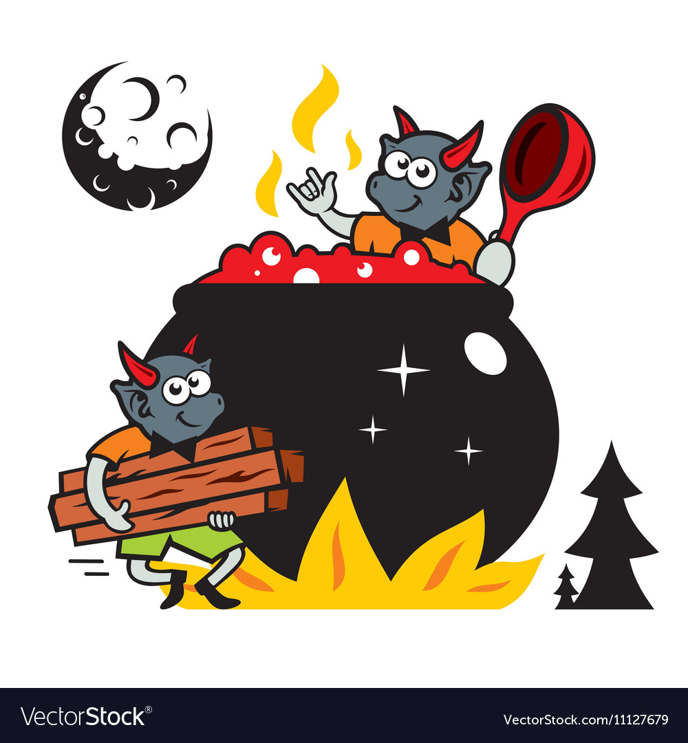Devils kitchen cartoon Royalty Free Vector Image