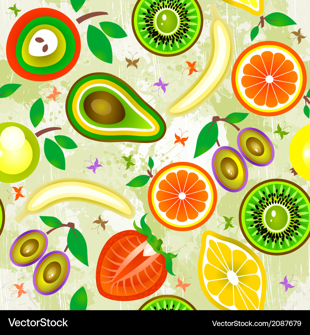 Juicy fruits seamless pattern Royalty Free Vector Image