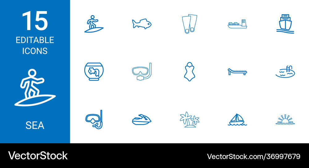 Sea icons Royalty Free Vector Image - VectorStock