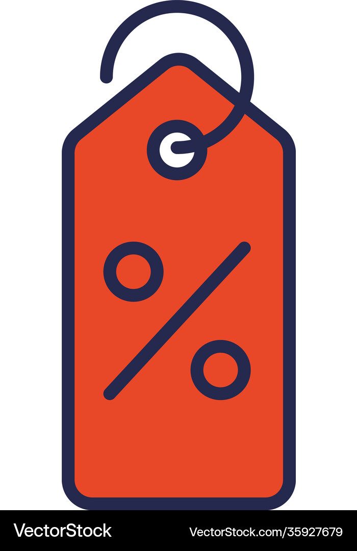 Tag with percent symbol flat style icon Royalty Free Vector