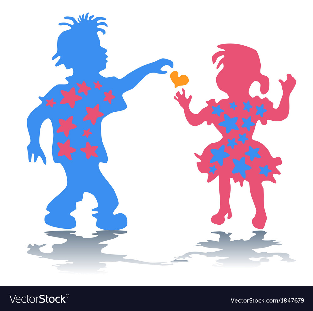 Valentines day silhouette couple Royalty Free Vector Image