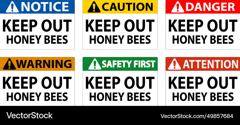 Caution sign keep out - honey bees Royalty Free Vector Image